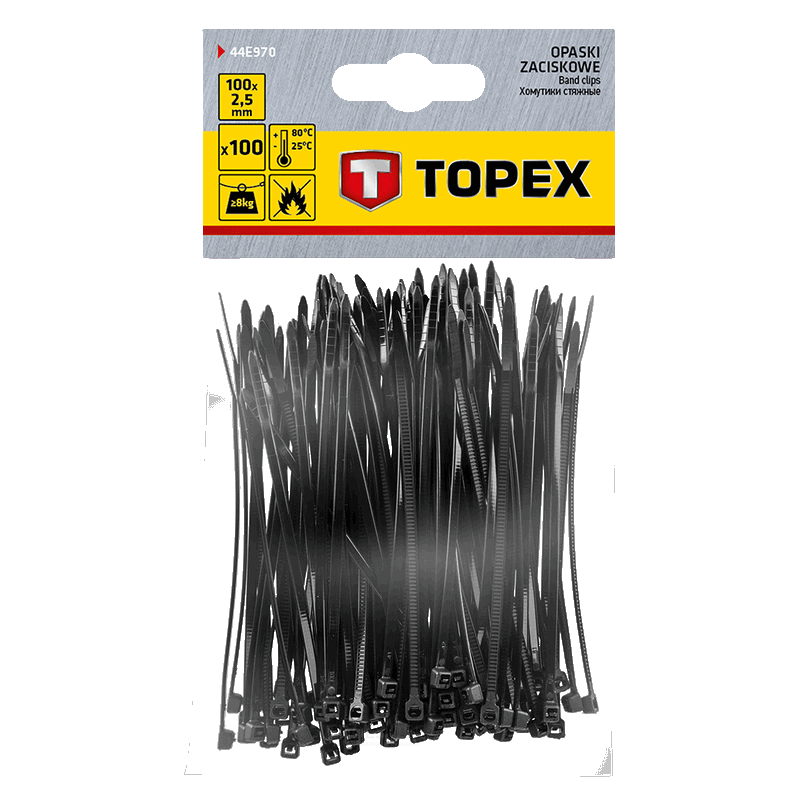 TOPEX ruban pour faisceaux de câbles 2,5 x 100 mm noir 100 pièces ...