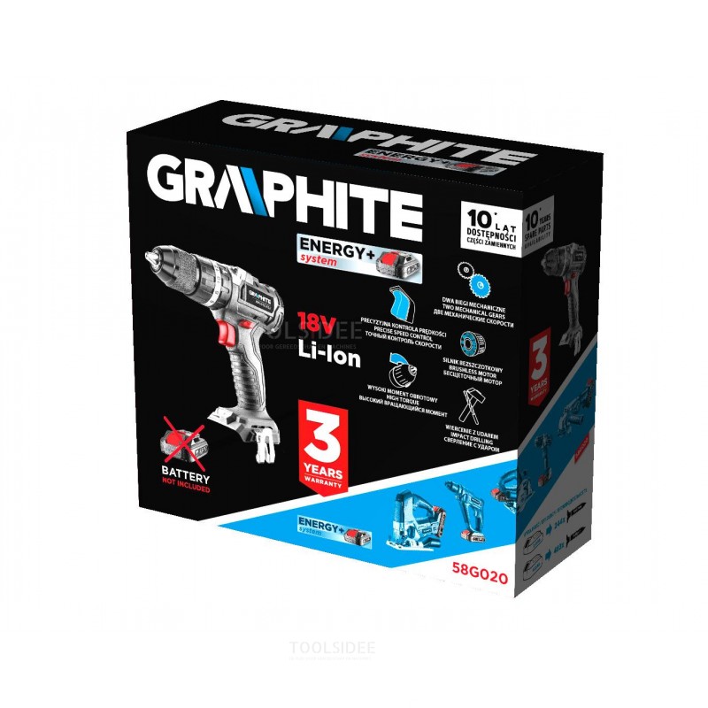 GRAPHITE cordless drill with impact setting 18v li-ion energy ...