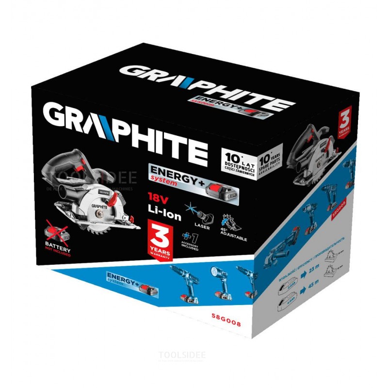 GRAPHITE cordless hand circular saw 150 mm, 18v, LI-ION Energy+ 58G008 ...