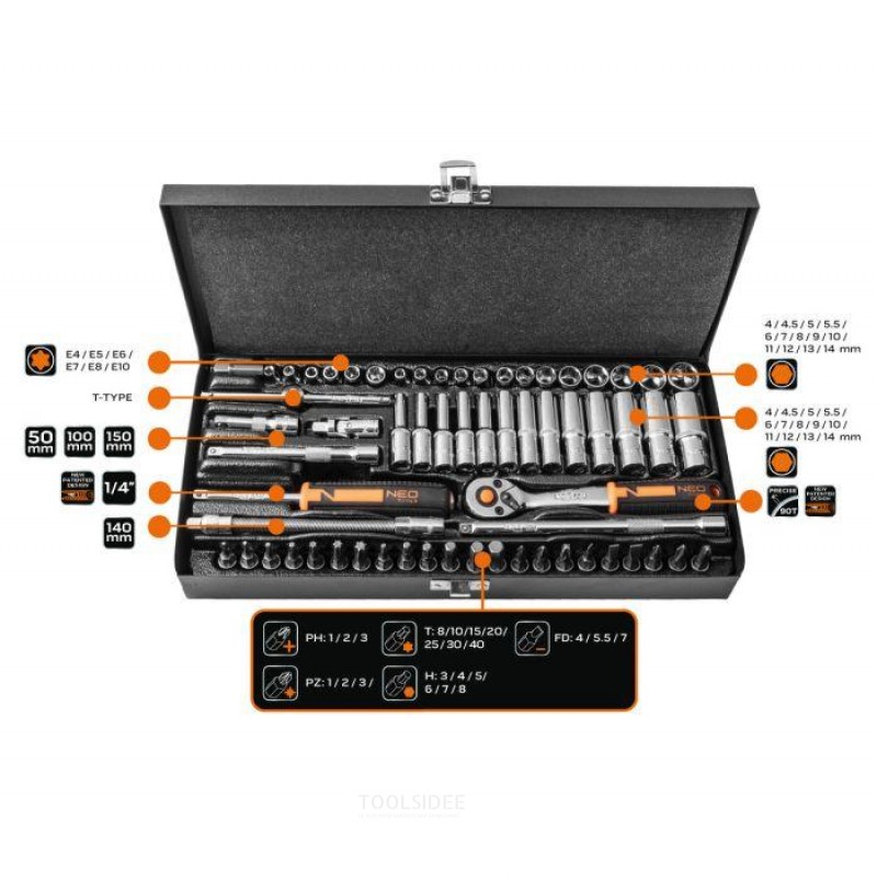 NEO socket set 1/4 - 63 pieces - toolsidee.ie
