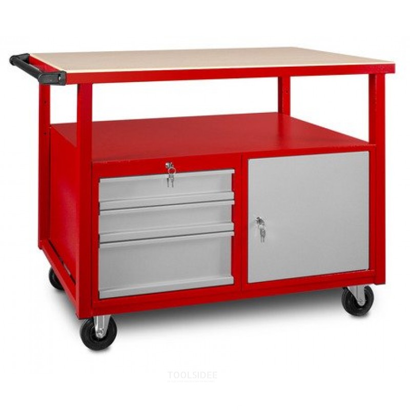 Mobile work table 3 drawers 1 cabinet MW Tools - toolsidee.co.uk