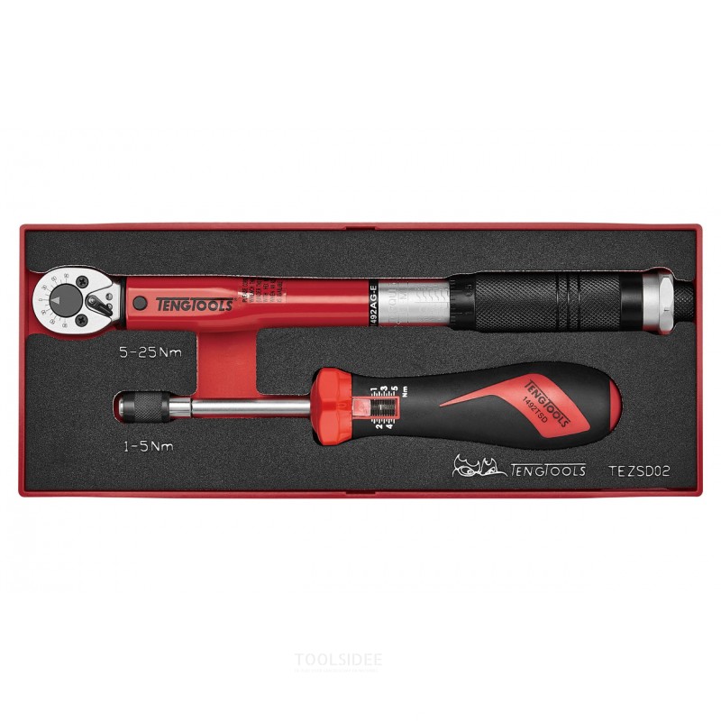 Torque wrench and screwdriver set Foamx2 tray 1/4" 2-piece Teng Tools ...