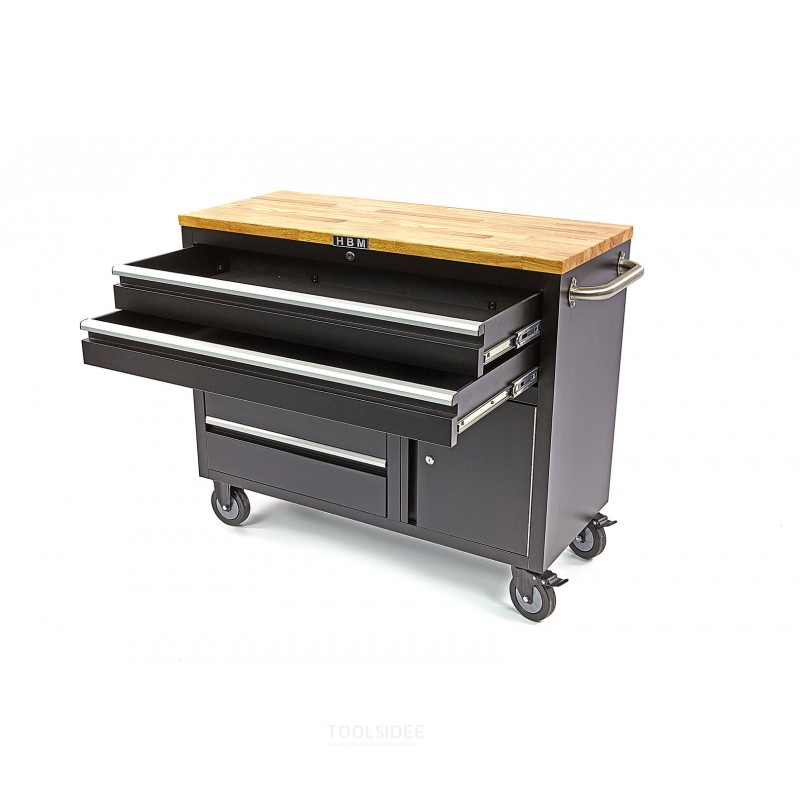 show model !! HBM 106 cm profi. tool trolley / workbench with wooden ...