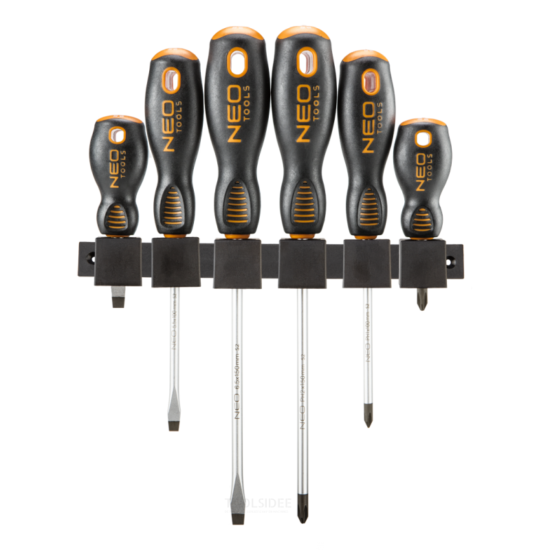 neo screwdriver set 6 pieces with magnetic wall bracket - toolsidee.co.uk